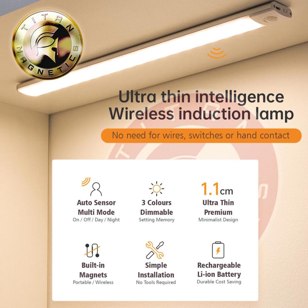 Tri-Colour Slim LED Rechargeable Light Motion Sensor Magnetic