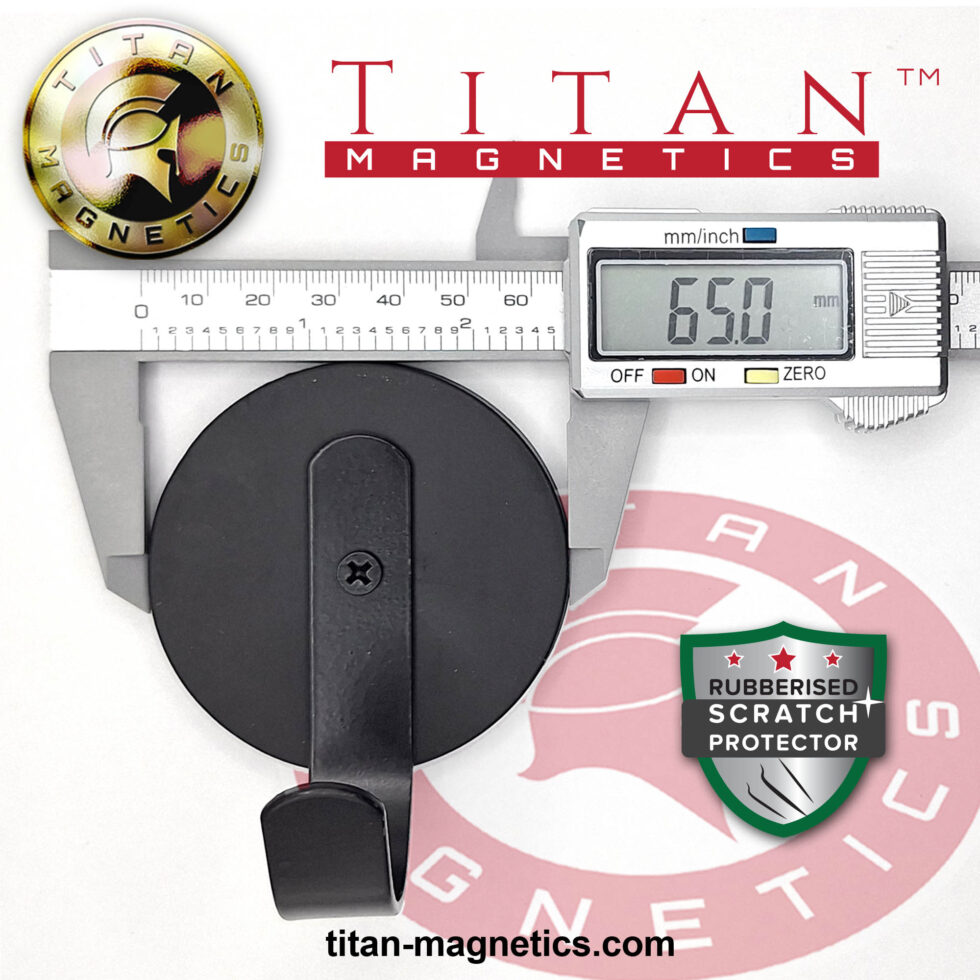 Large Rubber Hook Magnet Neodymium Dia.65mm Scratch Protection