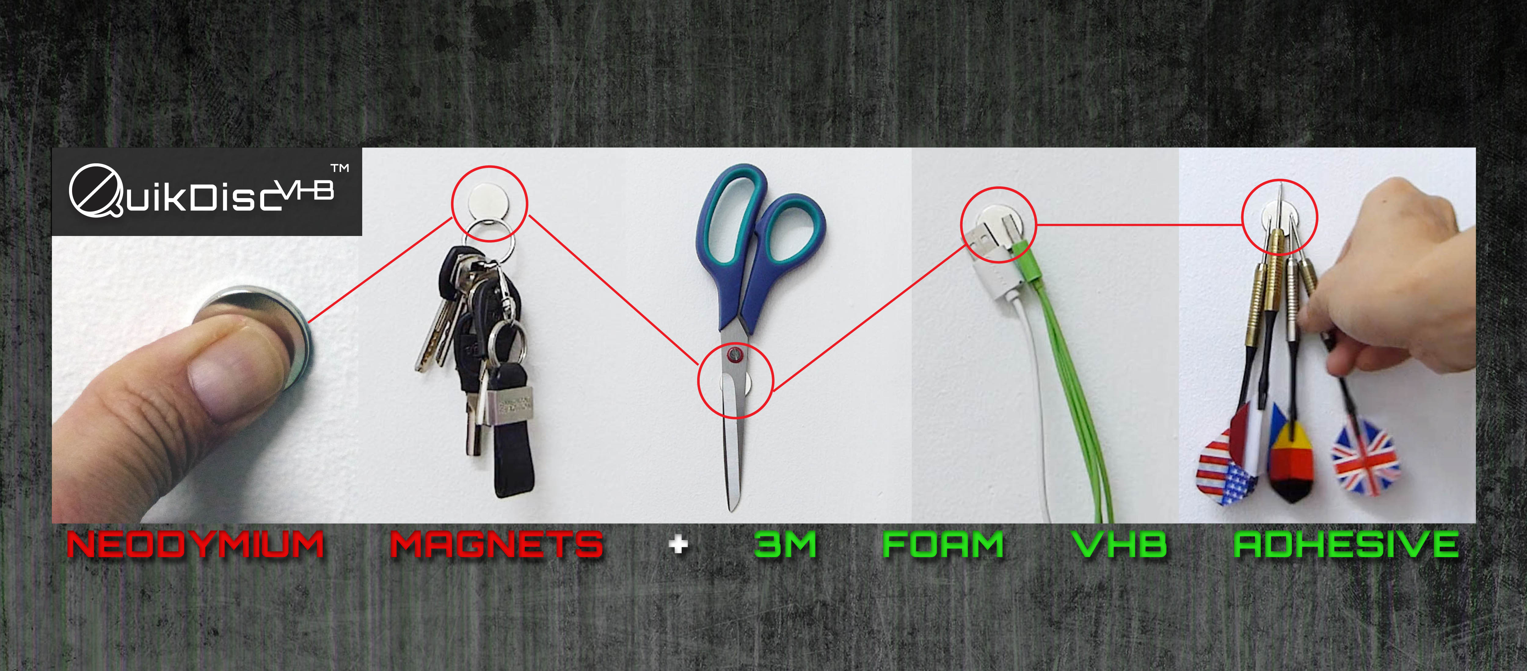Neodymium Magnets with 3M Adhesive FOAM VHB AMD20x2-VHB - Super Strong ...