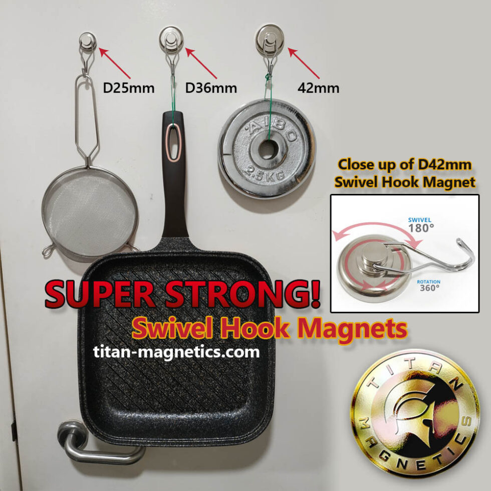 Dia. 25mm, 32mm, 36mm, 42mm Strong Neodymium Swivel Hook Magnet